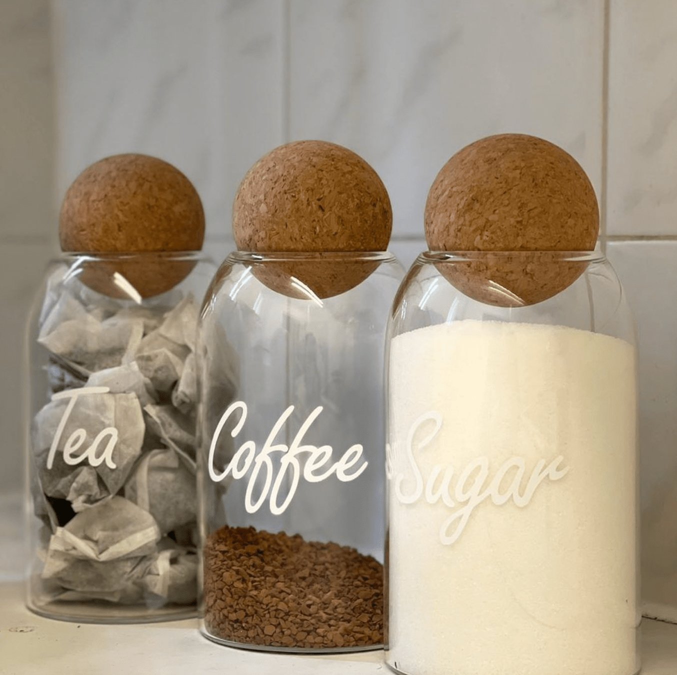 Personalised Glass Storage Jars with Cork Stopper – MYLEE London